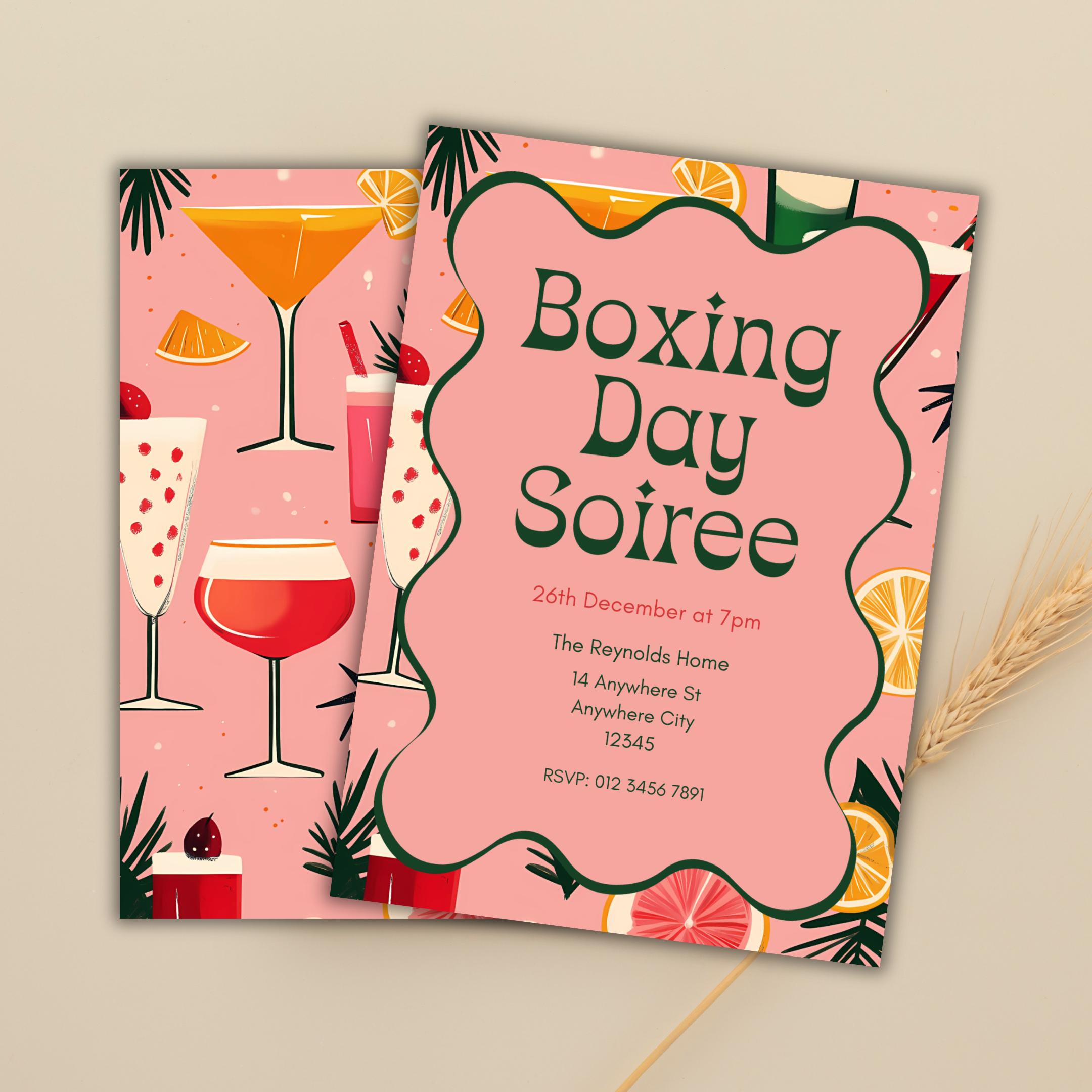 Christmas Boxing Day Party Invitation, Printable Boxing Day Soiree ...