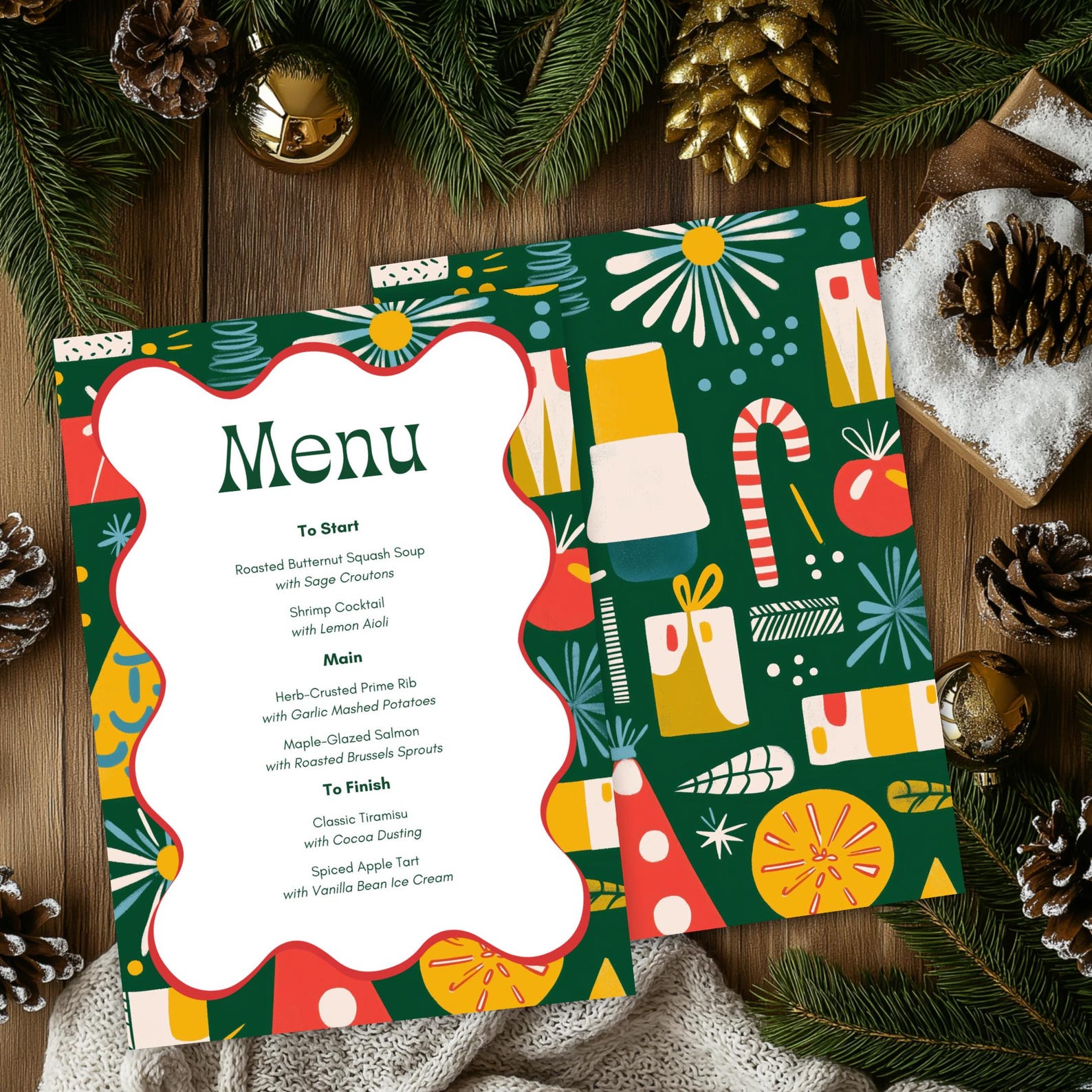 Bold and Bright Christmas Menu Template, Editable Modern Christmas Menu ...