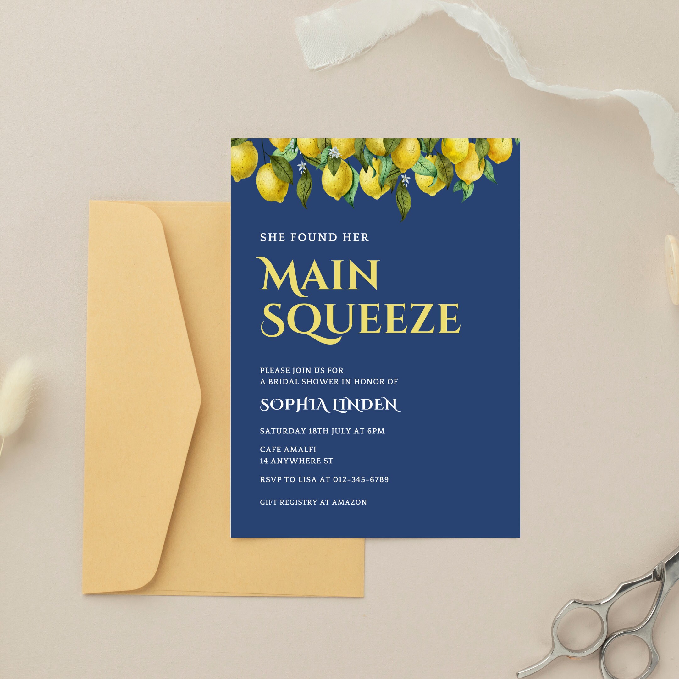 Minimal Lemon Invitation for Bridal Shower, Lemon Bridal Shower ...