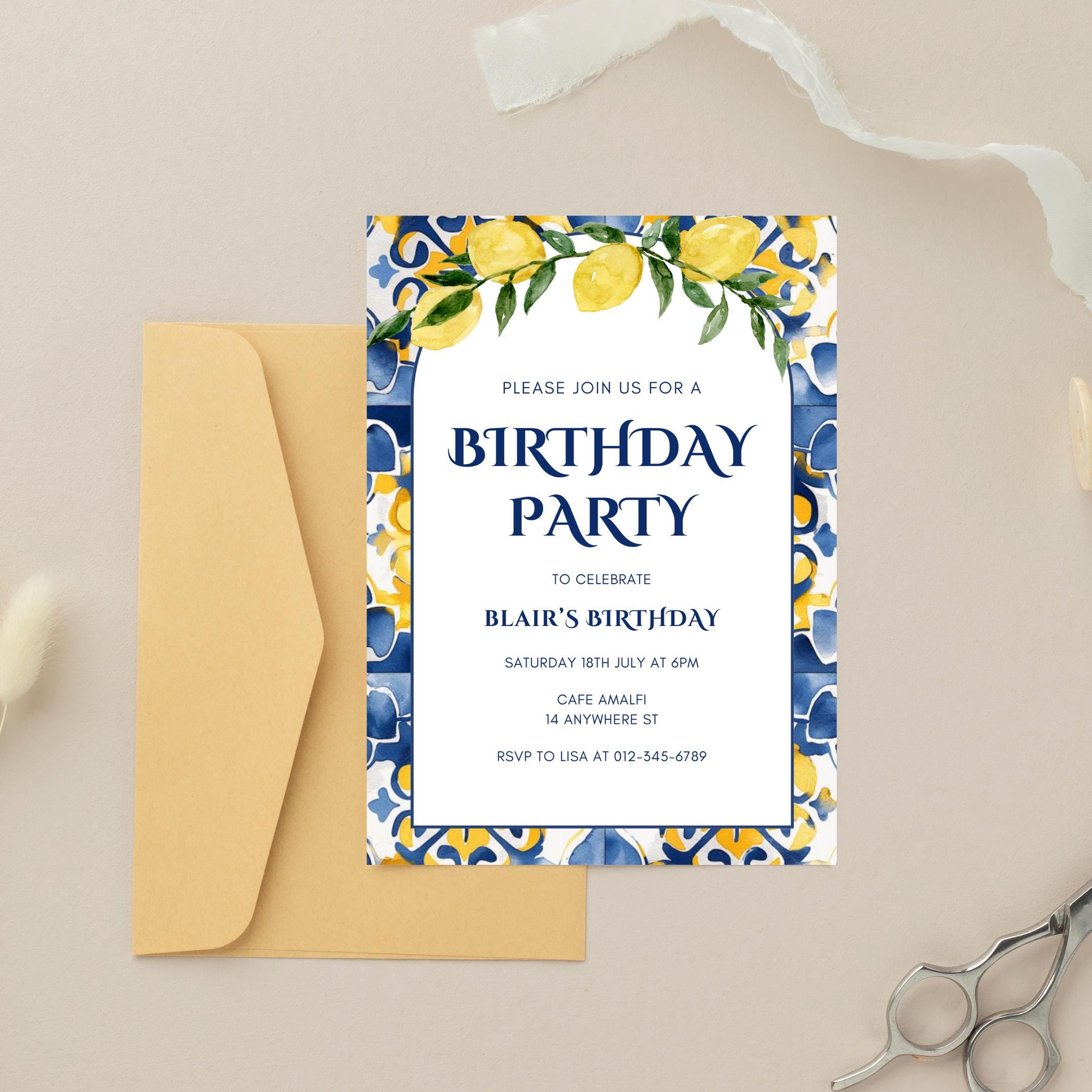 Printable Lemon Invitation for Birthday Party, Editable Lemon Birthday ...