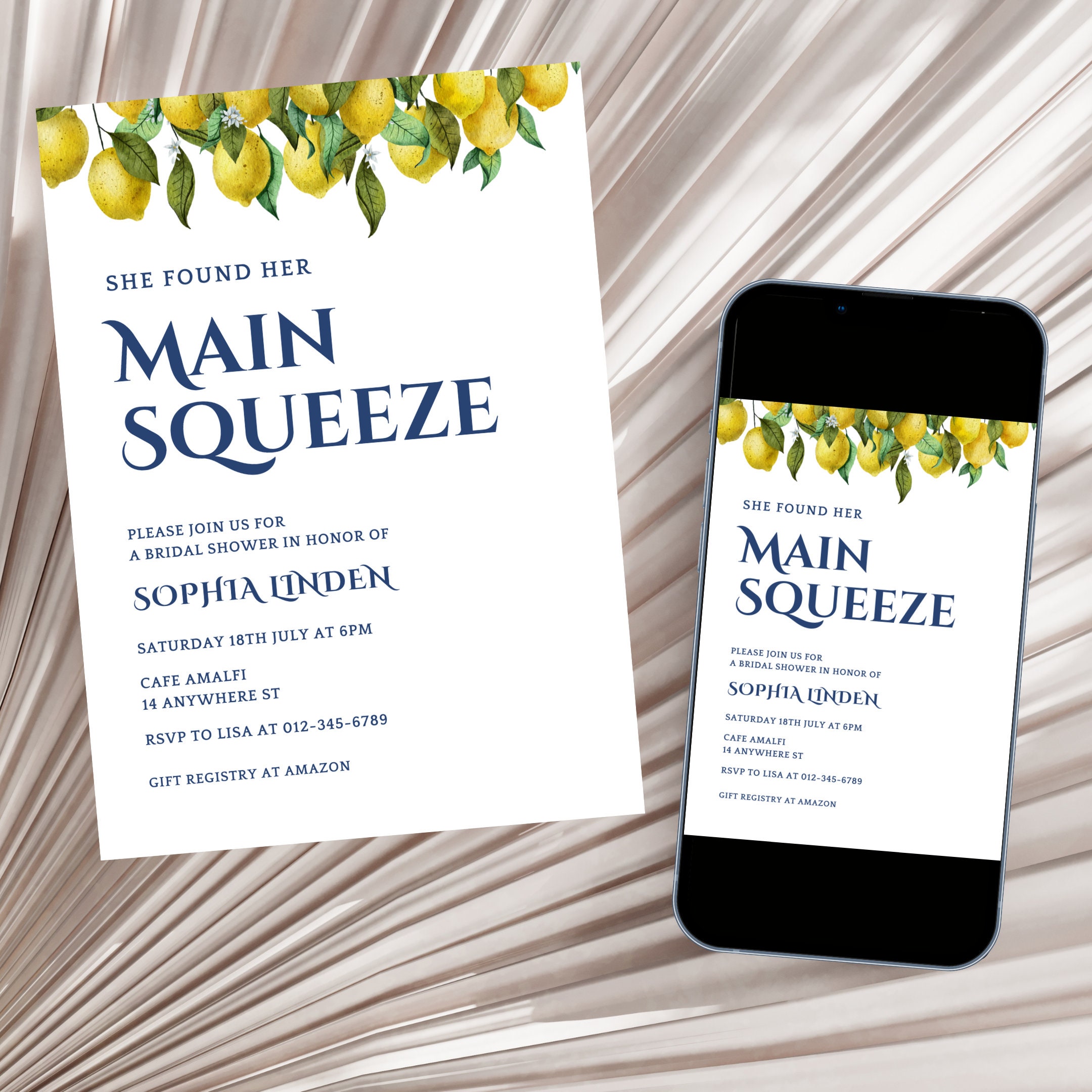 Lemon Invitation for Bridal Shower, Minimal Lemon Bridal Shower Invite ...