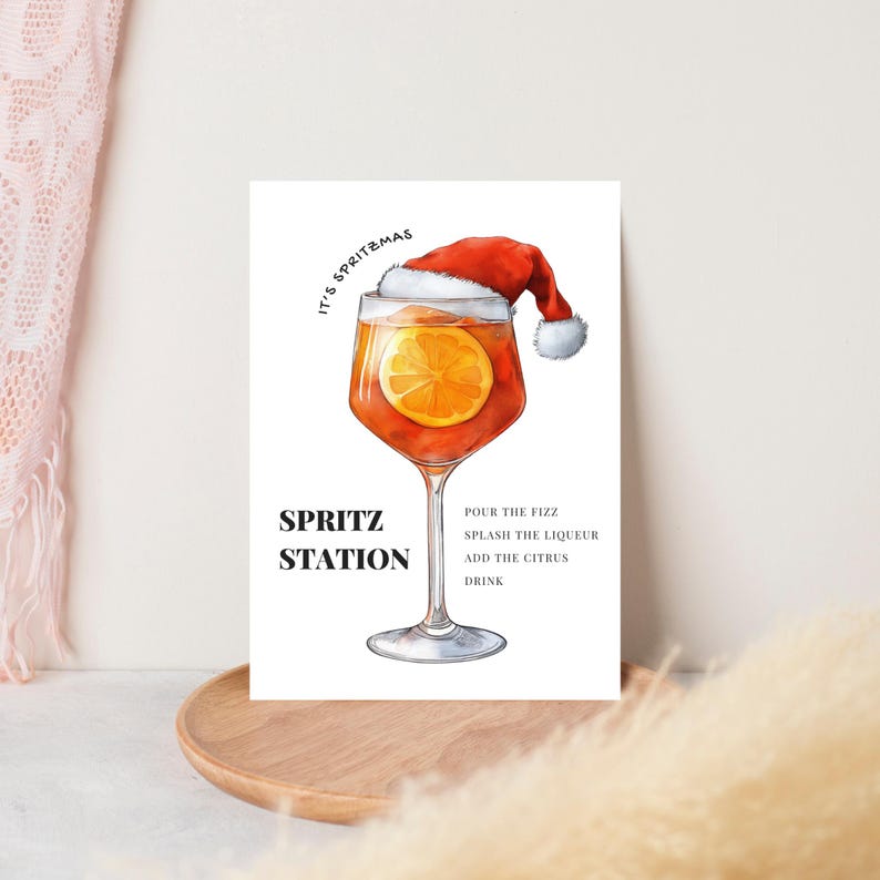 Spritz Bar Sign, Printable Christmas Pour Your Own Spritz Party Sign ...
