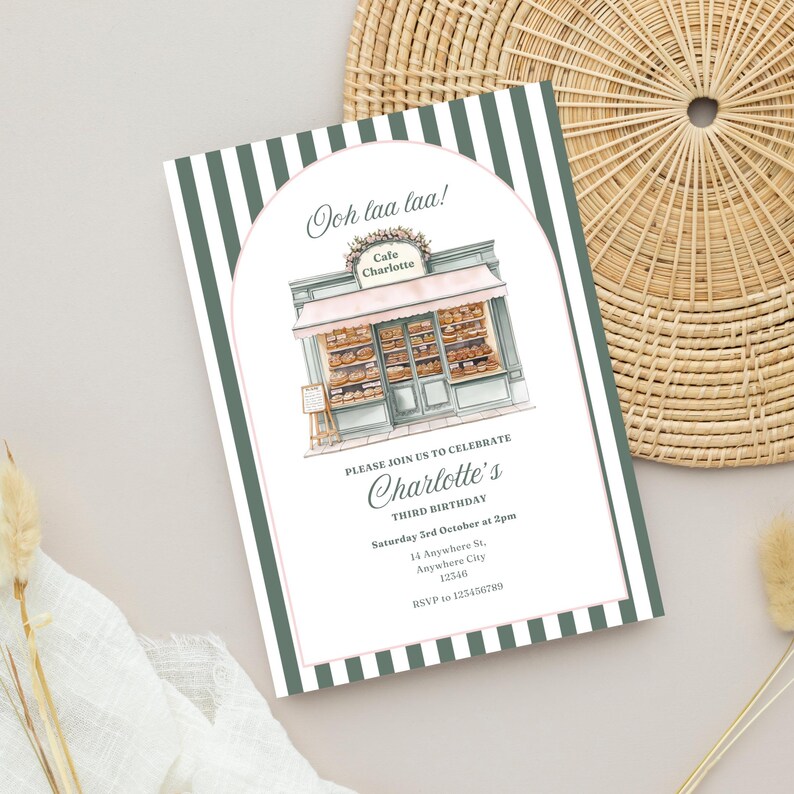 French Patisserie Birthday Party Invitation, French Bakery Theme ...