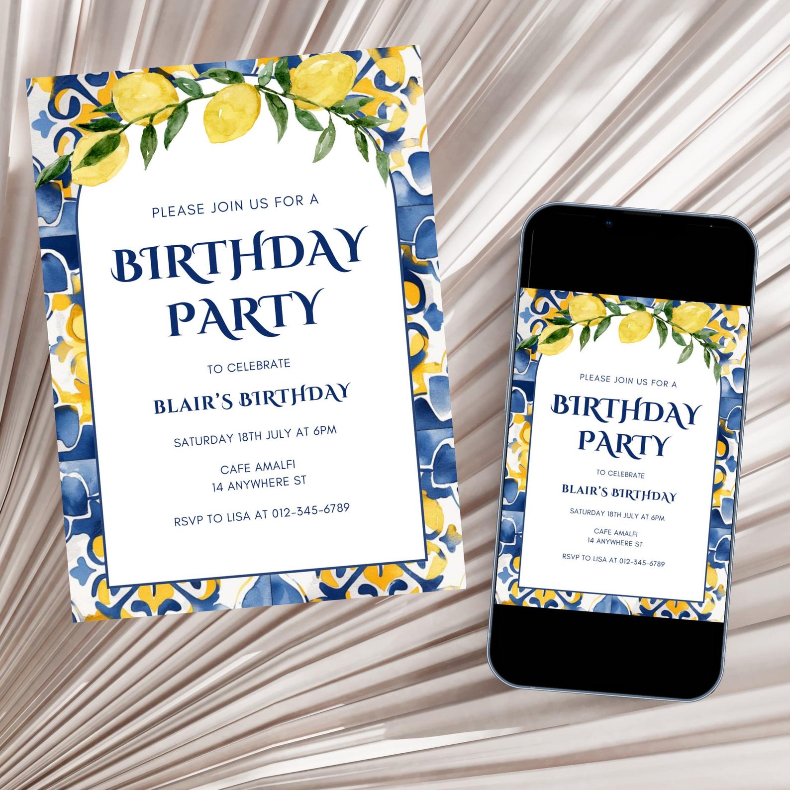 Printable Lemon Invitation for Birthday Party, Editable Lemon Birthday ...