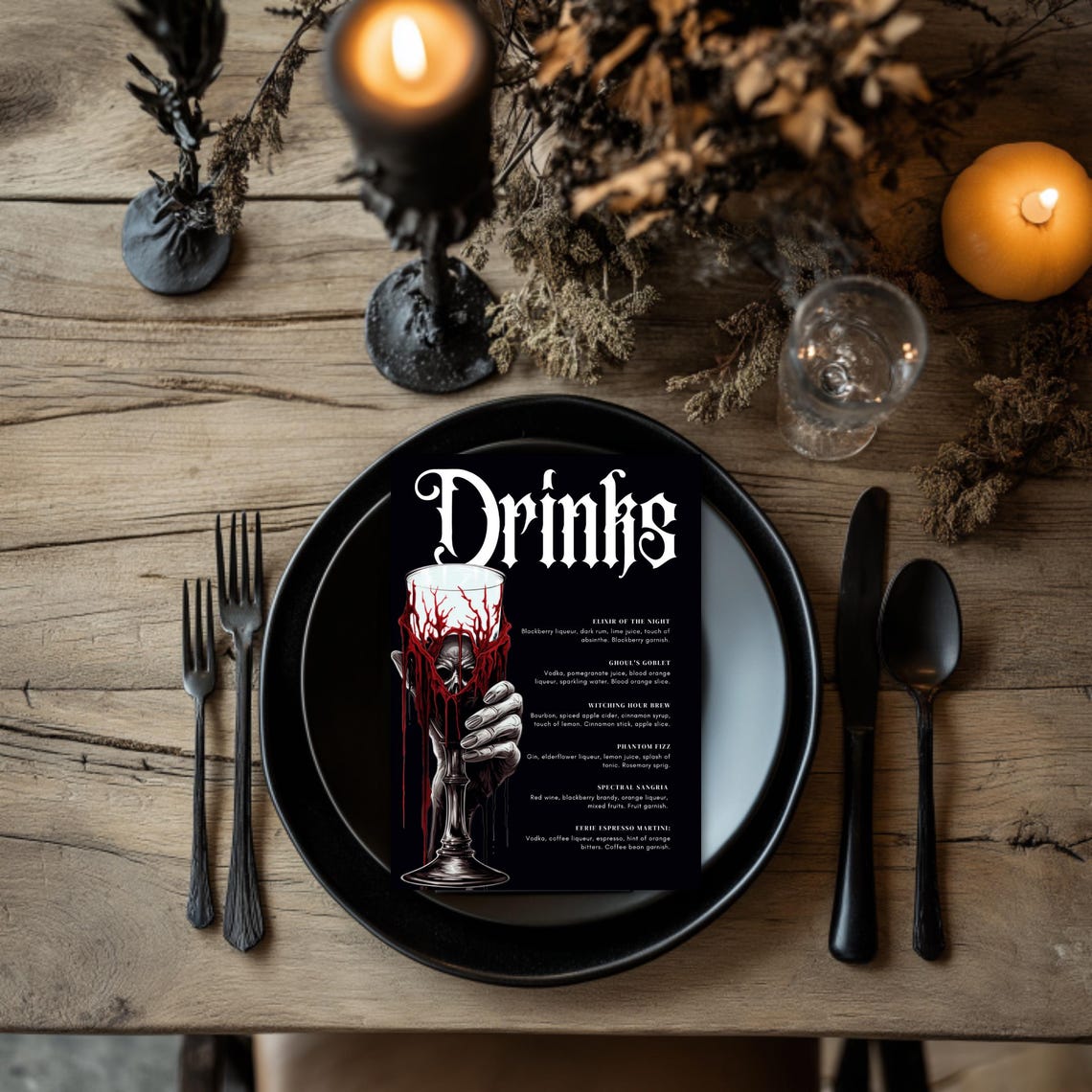 Halloween Bar Menu, Halloween Drinks Menu, Spooky Halloween Bar Menu ...