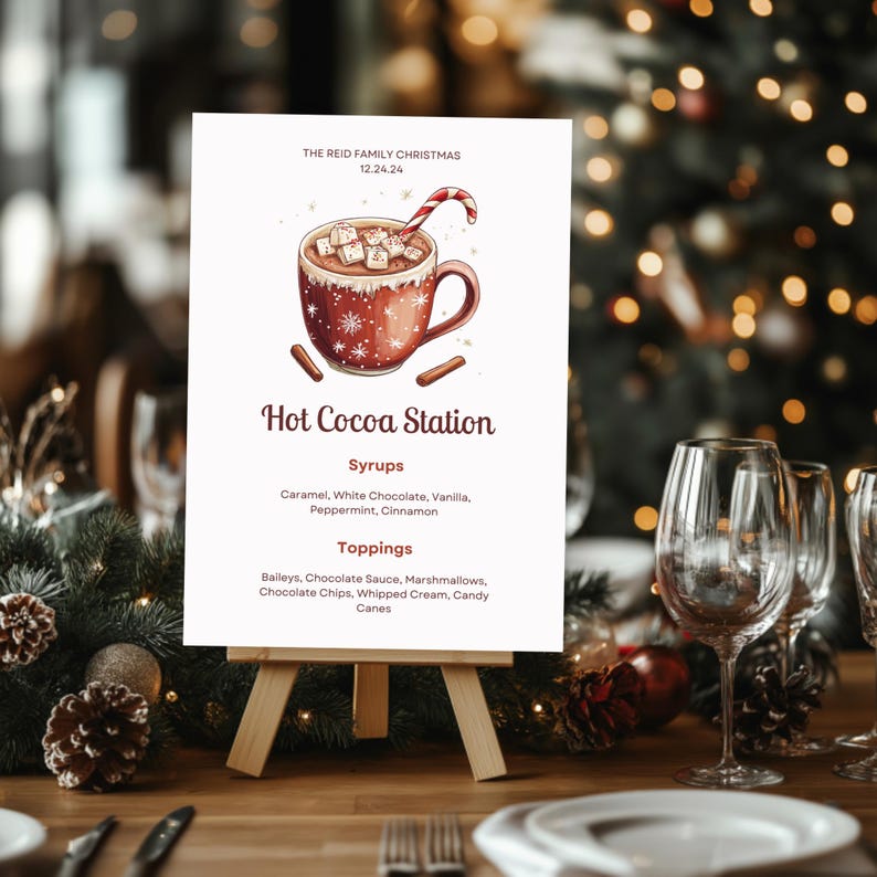 Printable Hot Chocolate Station Table Sign, Editable Christmas Hot ...