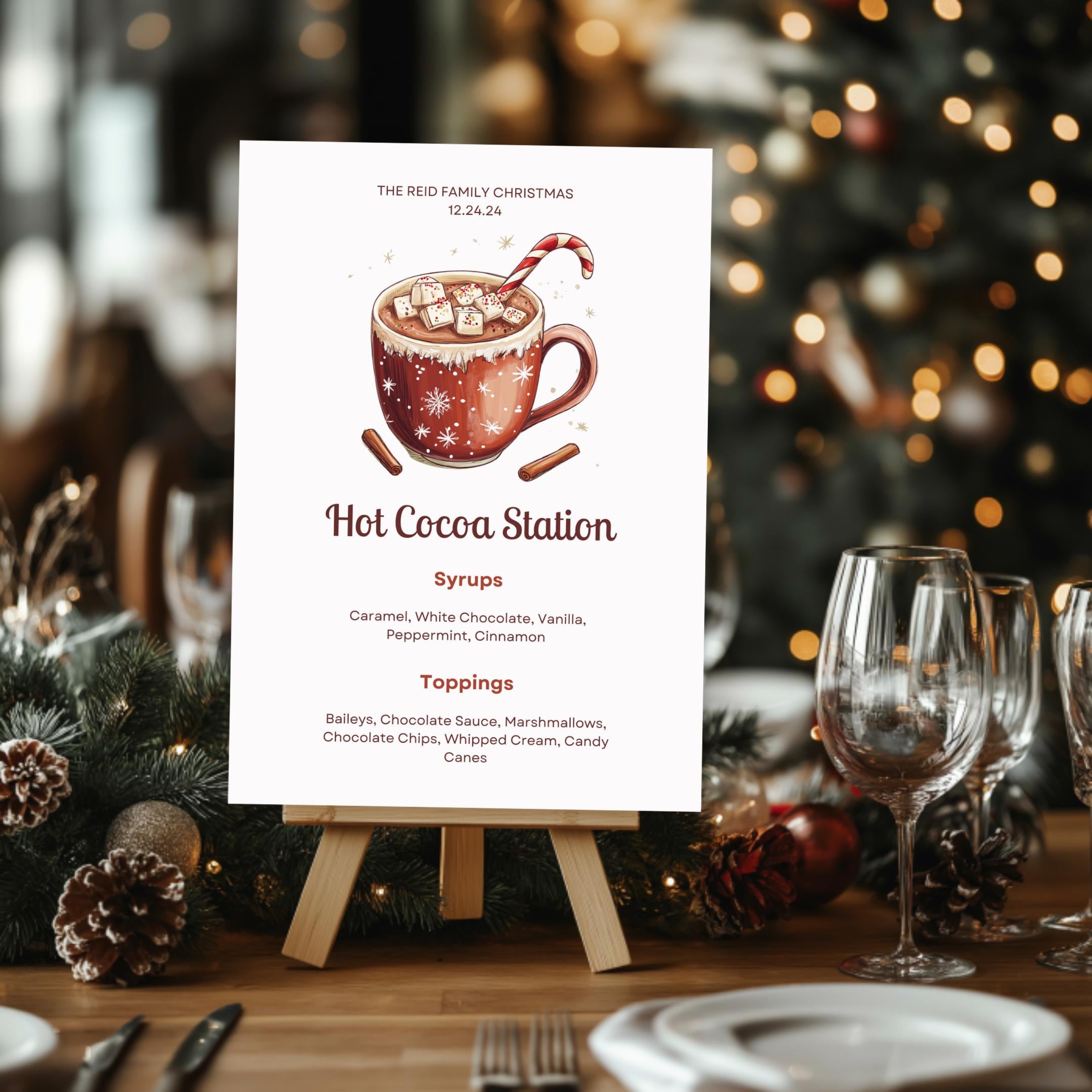 Printable Hot Chocolate Station Table Sign, Editable Christmas Hot ...