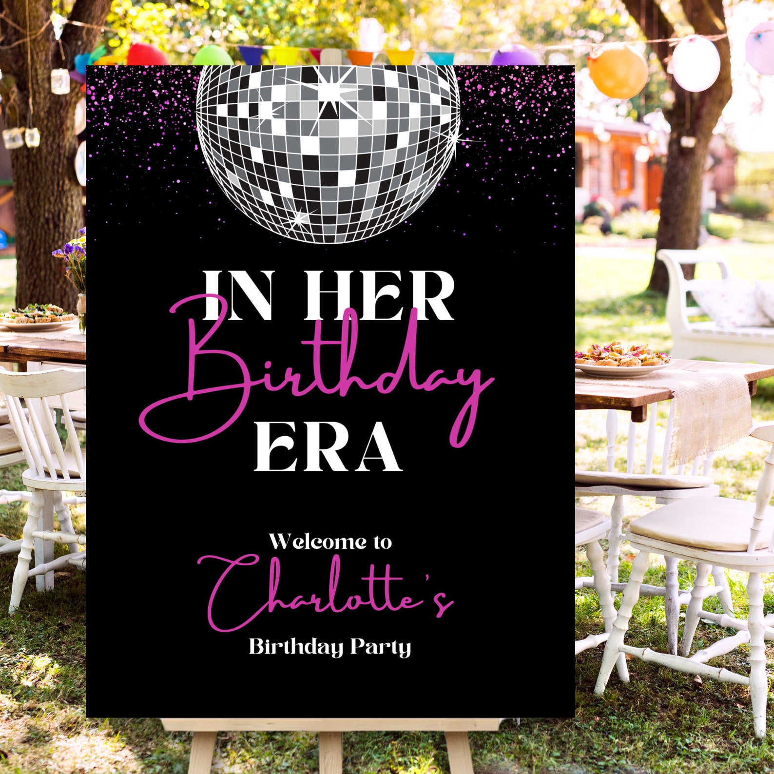Birthday Era Disco Ball Welcome Sign for Eras Party, Mirror Ball ...