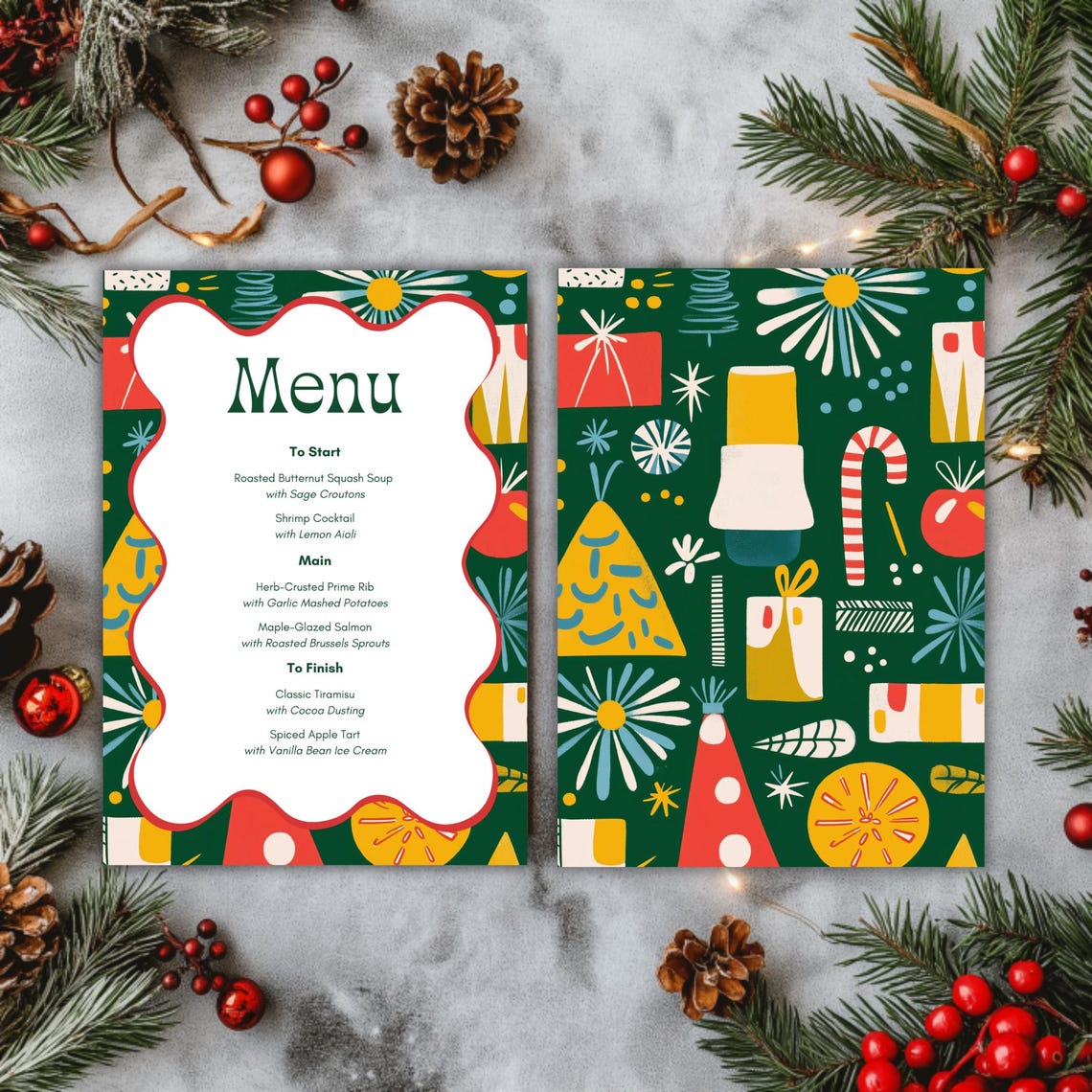 Bold and Bright Christmas Menu Template, Editable Modern Christmas Menu ...