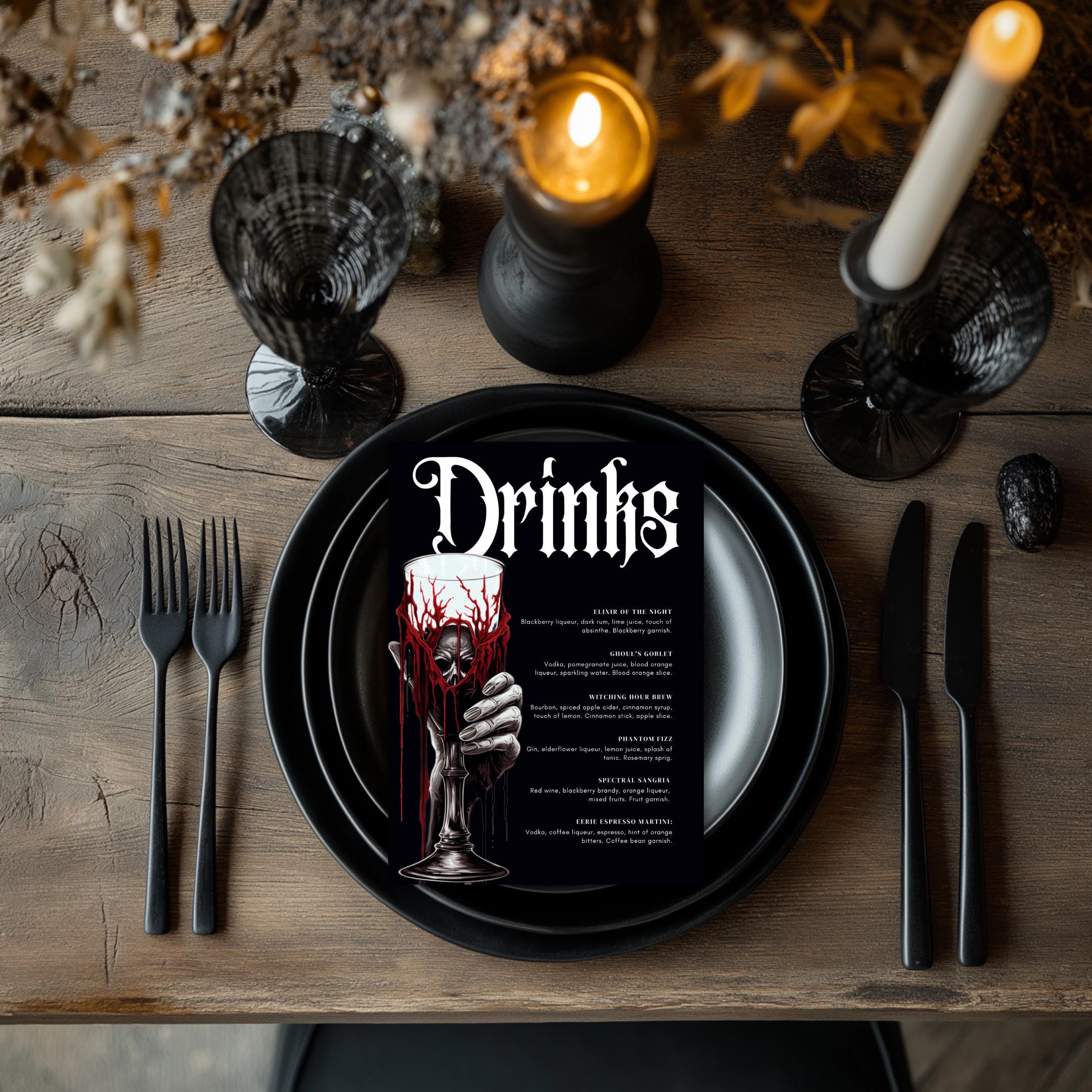 Halloween Bar Menu, Halloween Drinks Menu, Spooky Halloween Bar Menu ...
