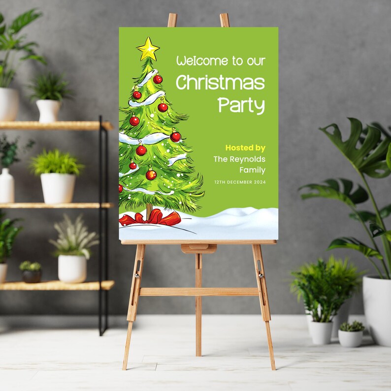 Green and Red Christmas Welcome Sign, Welcome Poster for Family ...