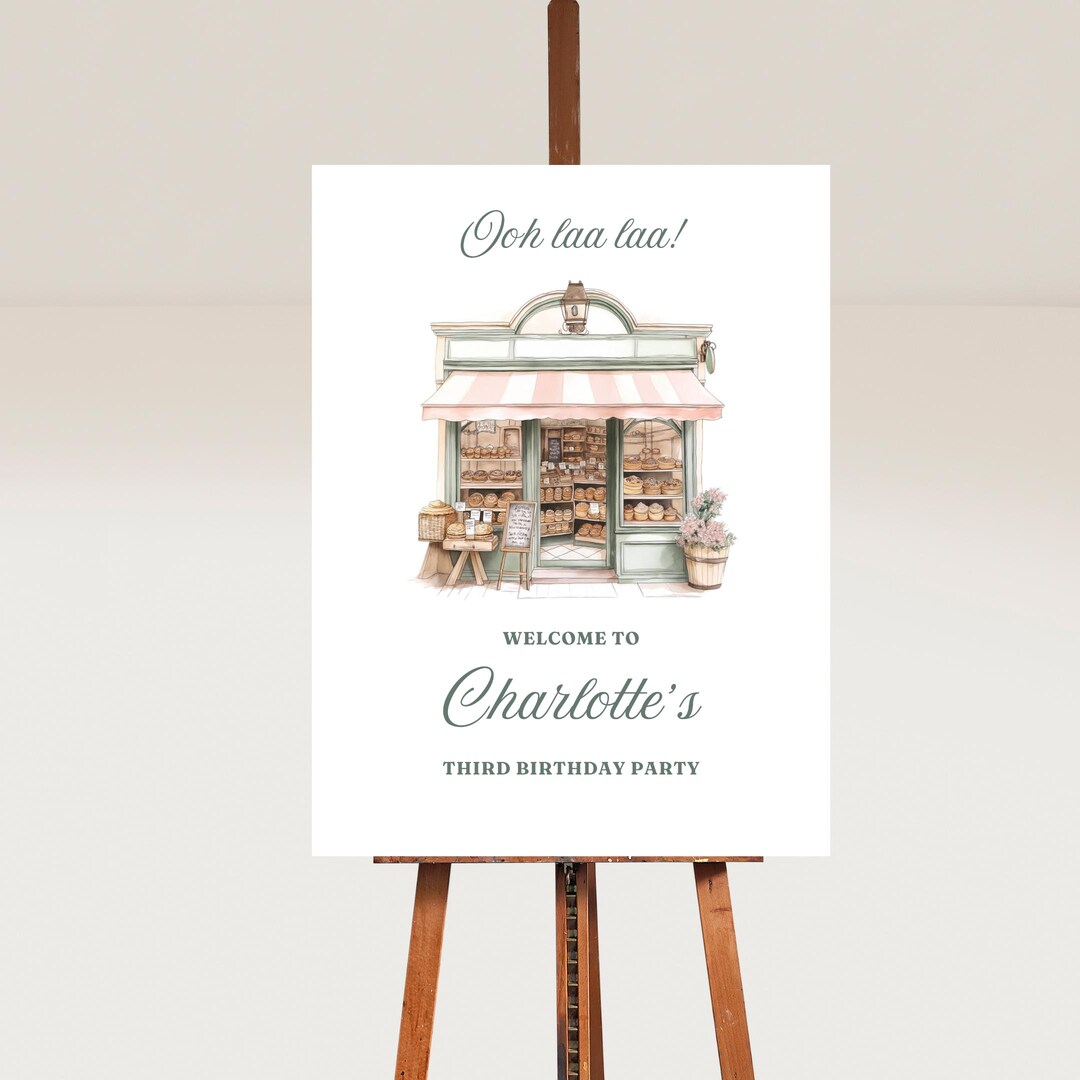 Minimal Paris Bakery Welcome Sign, Printable French Bakery Welcome Sign ...