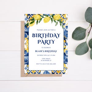 Printable Lemon Invitation for Birthday Party, Editable Lemon Birthday ...