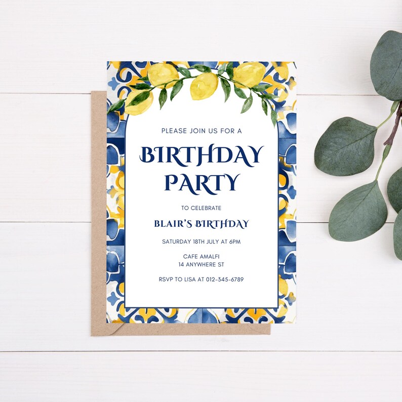 Printable Lemon Invitation for Birthday Party, Editable Lemon Birthday ...