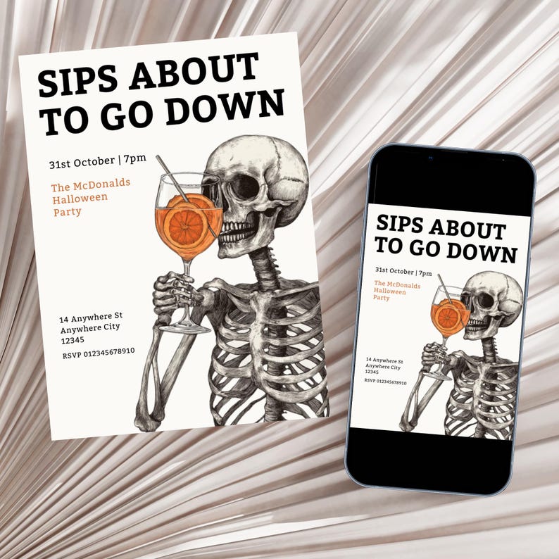 Sips About to Go Down Halloween Invitation, Halloween Spritz Invite ...