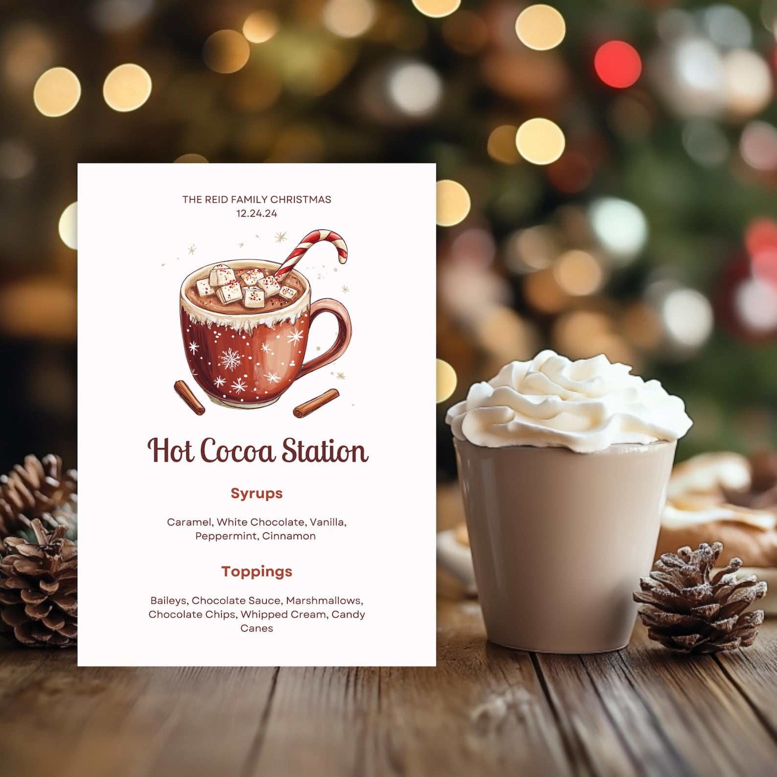 Printable Hot Chocolate Station Table Sign, Editable Christmas Hot ...
