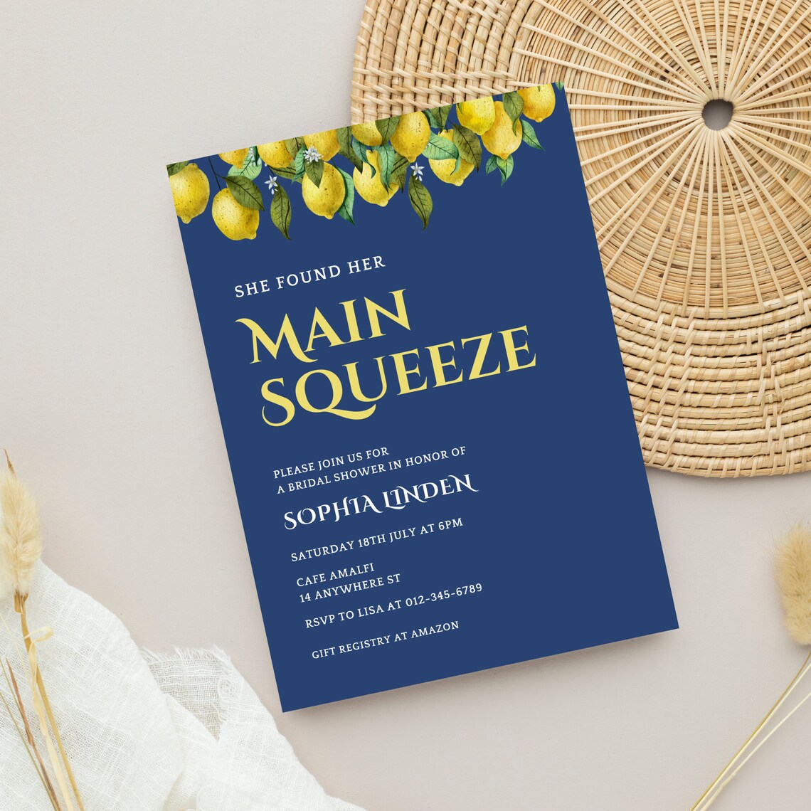 Minimal Lemon Invitation for Bridal Shower, Lemon Bridal Shower ...