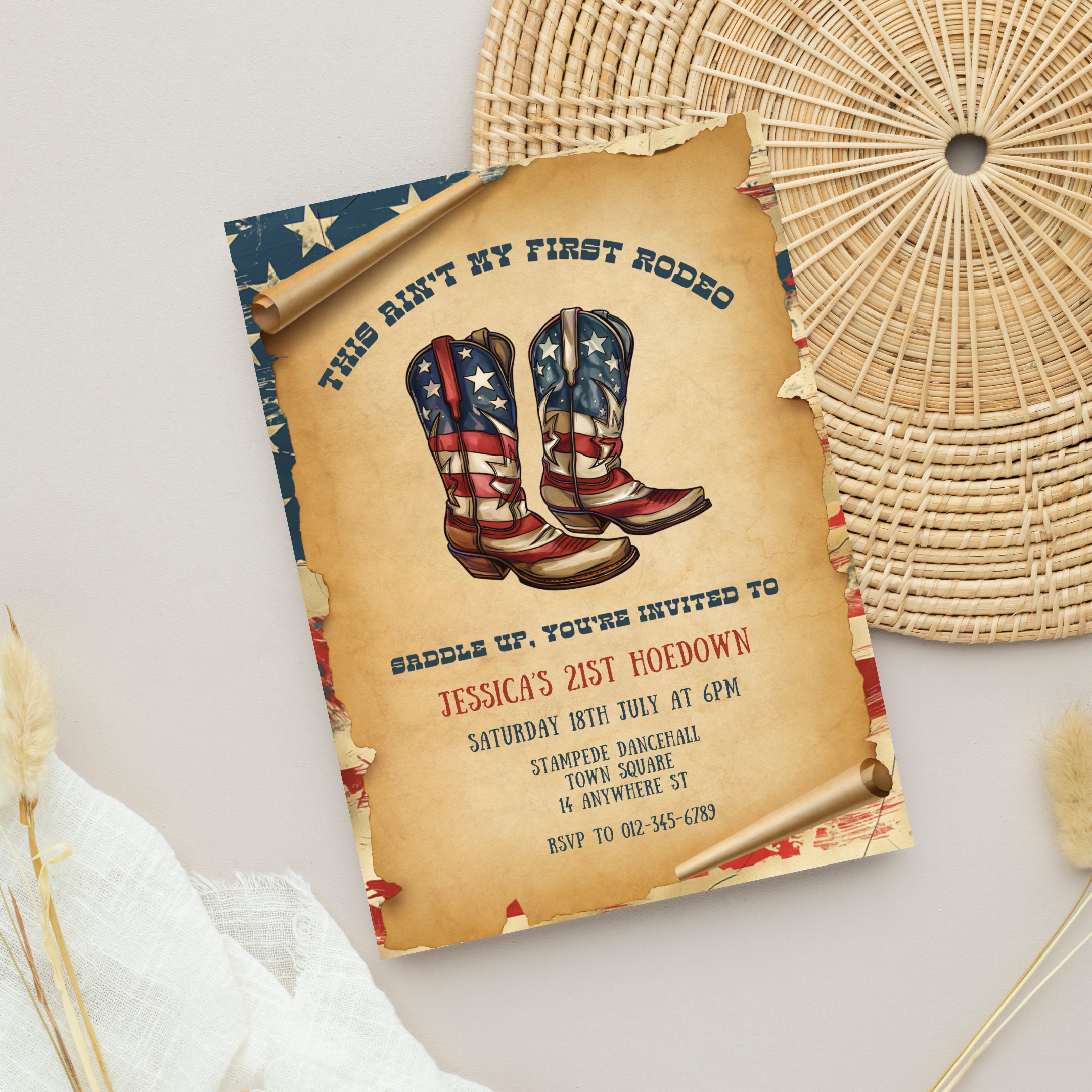 Printable Cowboy Rodeo Invitation, Editable Cowboy Booys Invite, Rodeo ...
