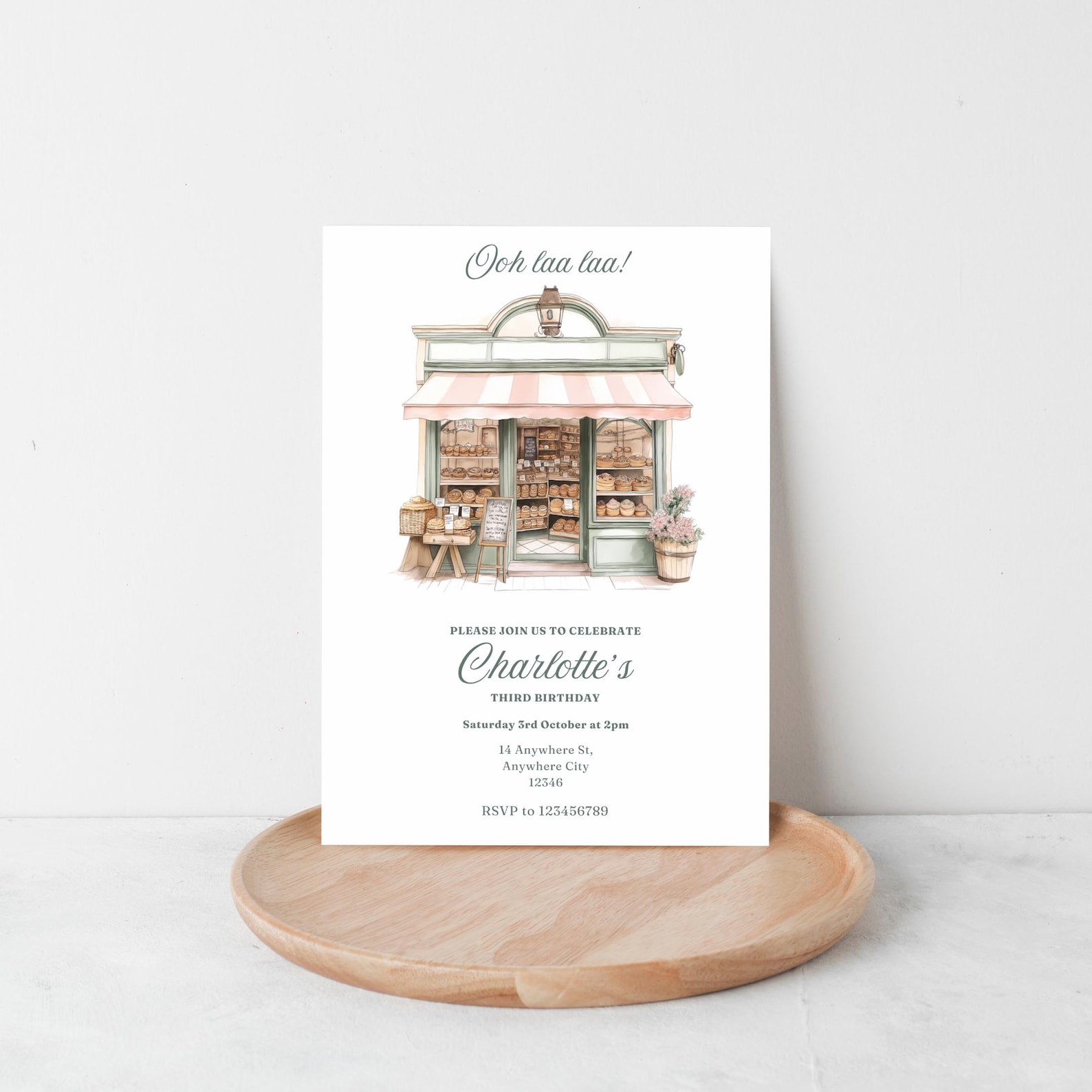 Printable Paris Bakery Invitation, Editable French Patisserie Invite ...