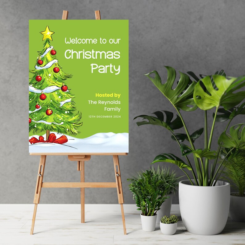 Green and Red Christmas Welcome Sign, Welcome Poster for Family ...