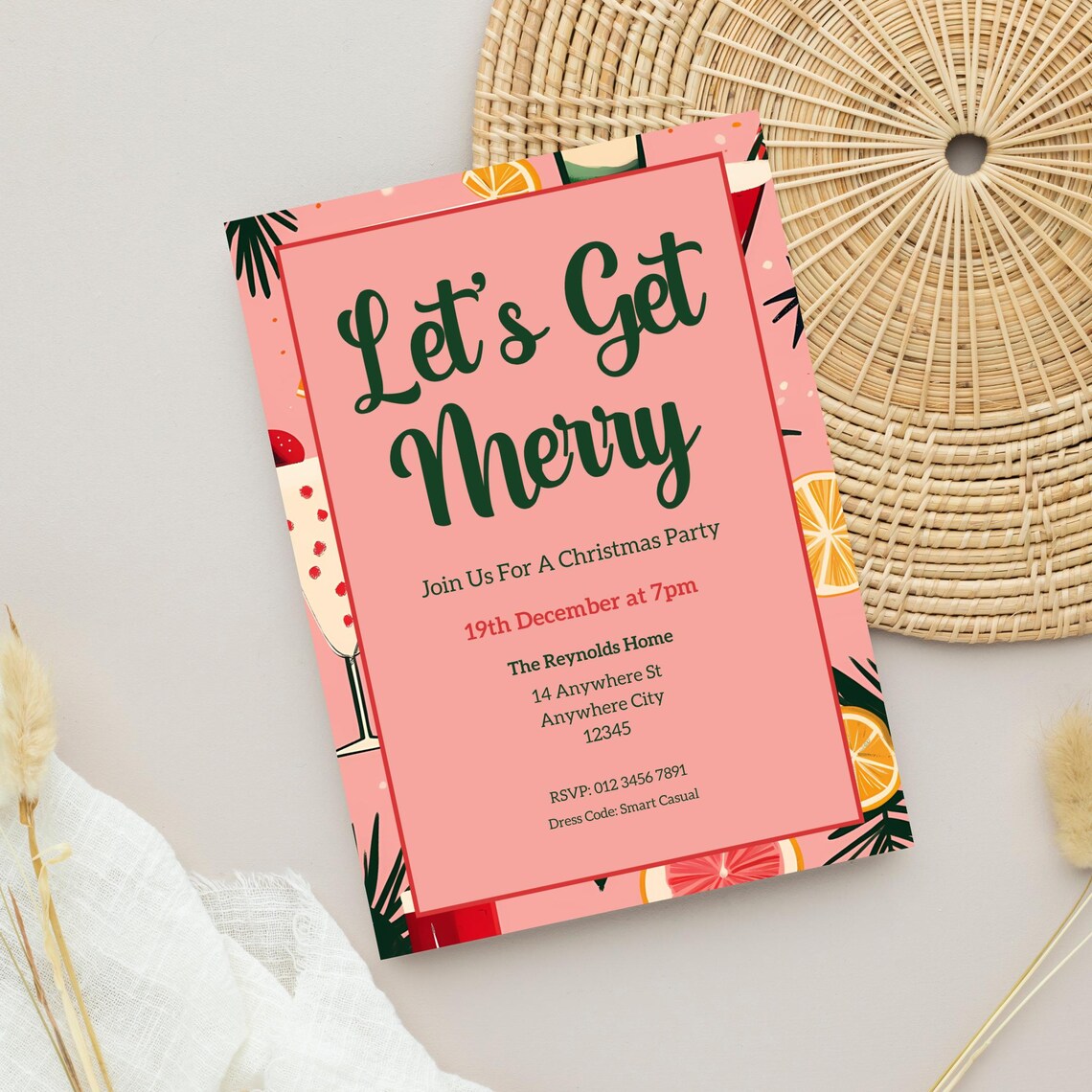 Modern Christmas Party Invitation, Printable Christmas Merry Party ...