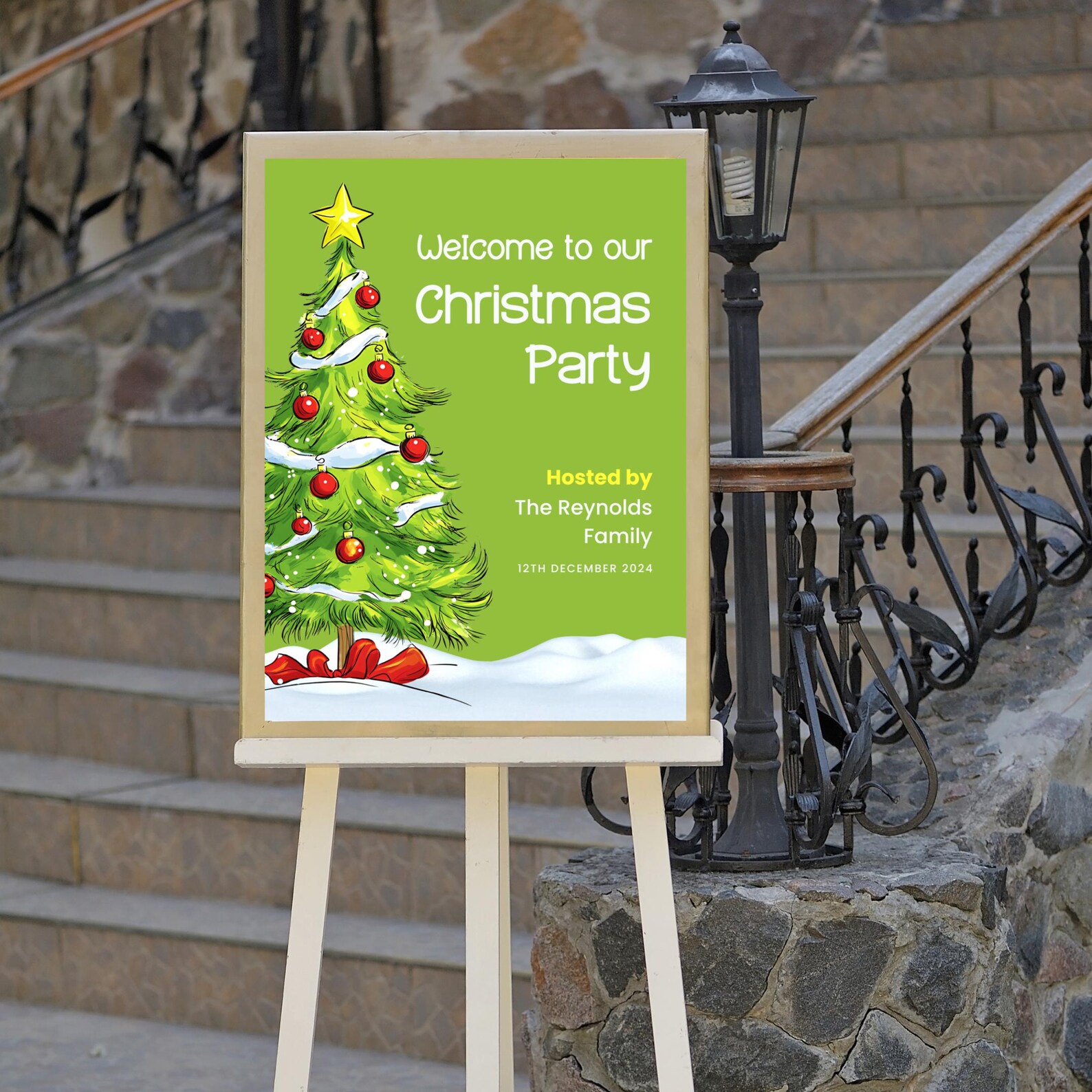 Green and Red Christmas Welcome Sign, Welcome Poster for Family ...