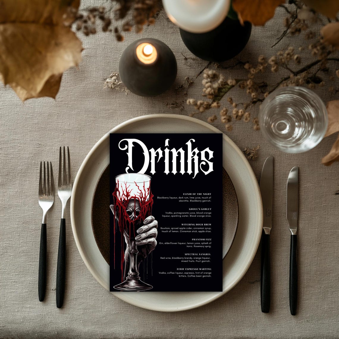 Halloween Bar Menu, Halloween Drinks Menu, Spooky Halloween Bar Menu ...