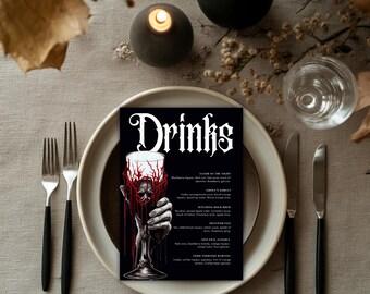Halloween Drinks Menu, Halloween Bar Menu, Printable Halloween Party ...