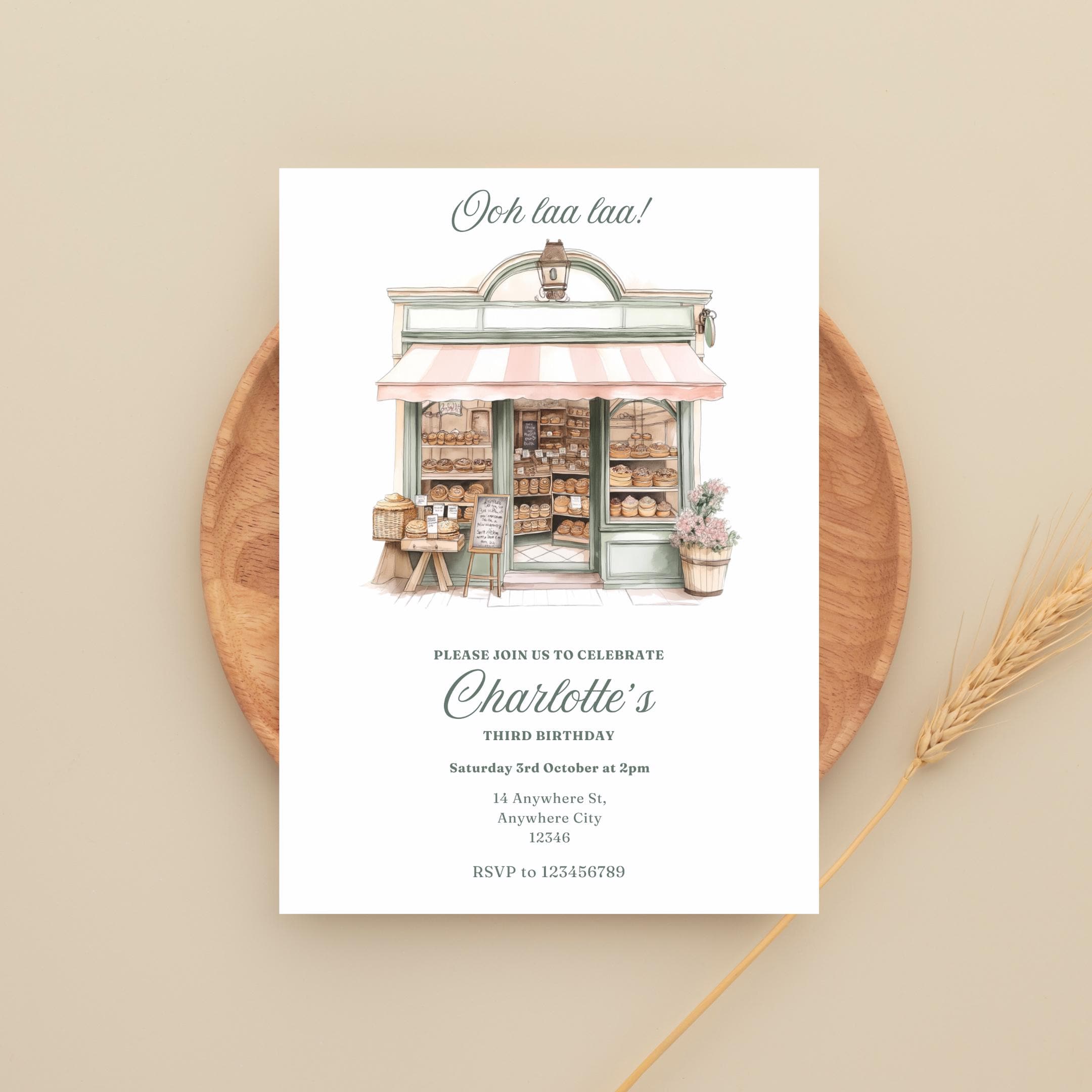 Printable Paris Bakery Invitation, Editable French Patisserie Invite ...