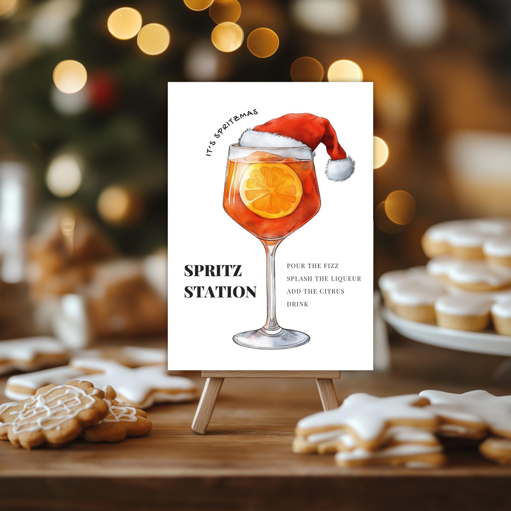Spritz Bar Sign, Printable Christmas Pour Your Own Spritz Party Sign ...