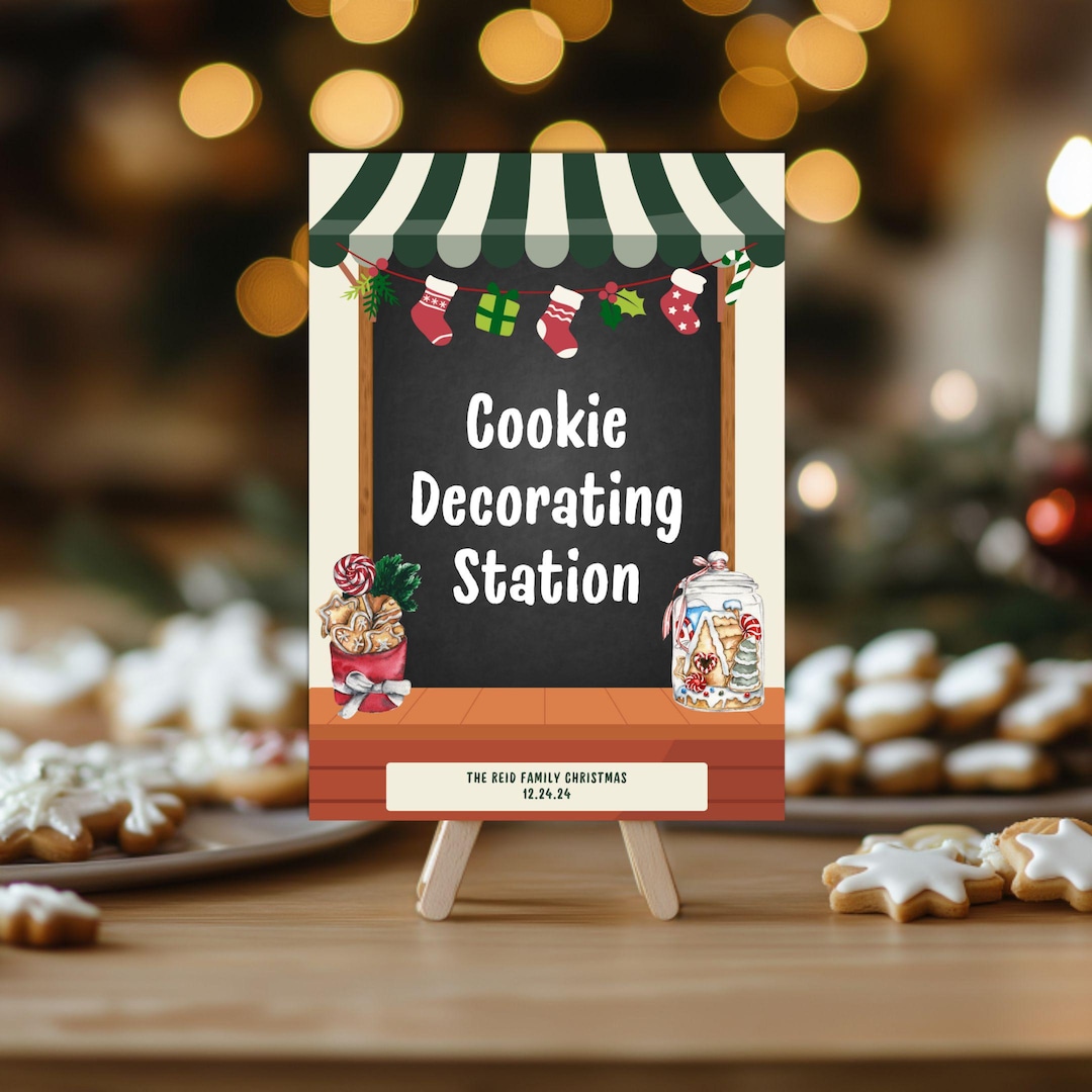 Cookie Decorating Station Sign, Printable Christmas Cookie Station Sign ...