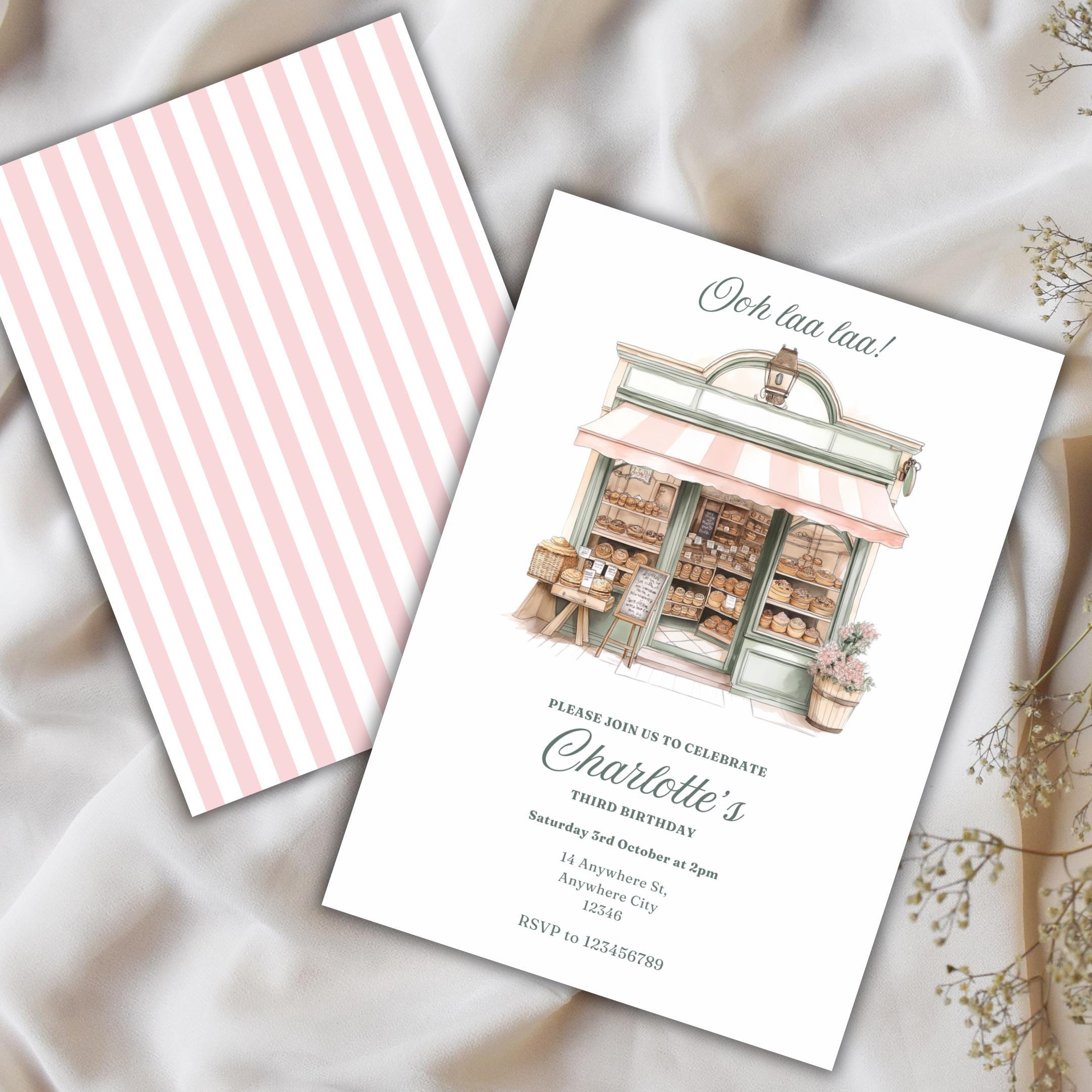 Printable Paris Bakery Invitation, Editable French Patisserie Invite ...