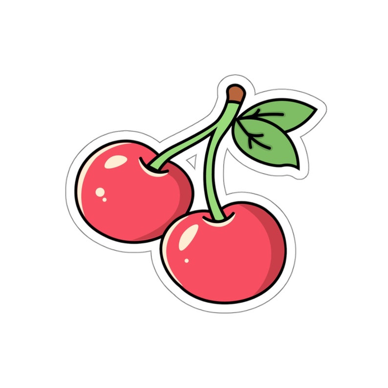 Red Cherry Sticker, Retro Cherry Sticker, Cute Cartoon Cherry Sticker ...