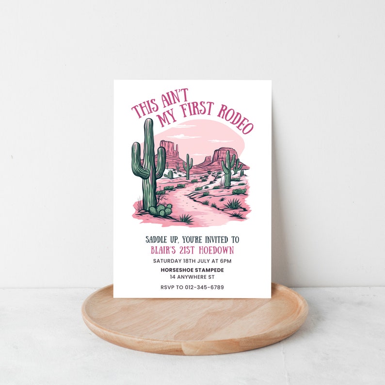 This Ain't My First Rodeo Birthday Invitation Template, Minimal Cowgirl ...