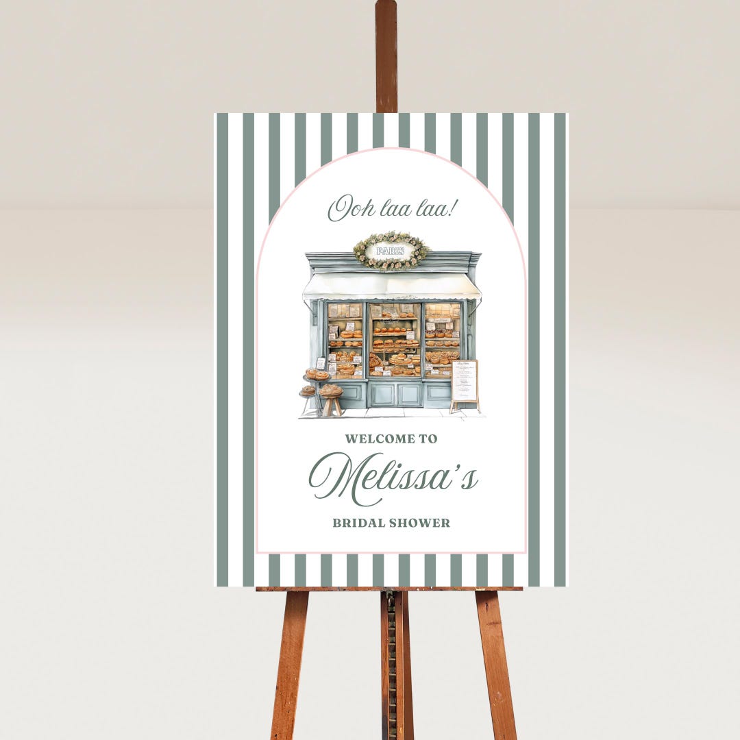 Paris Bakery Bridal Shower Welcome Sign, French Patisserie Bridal ...