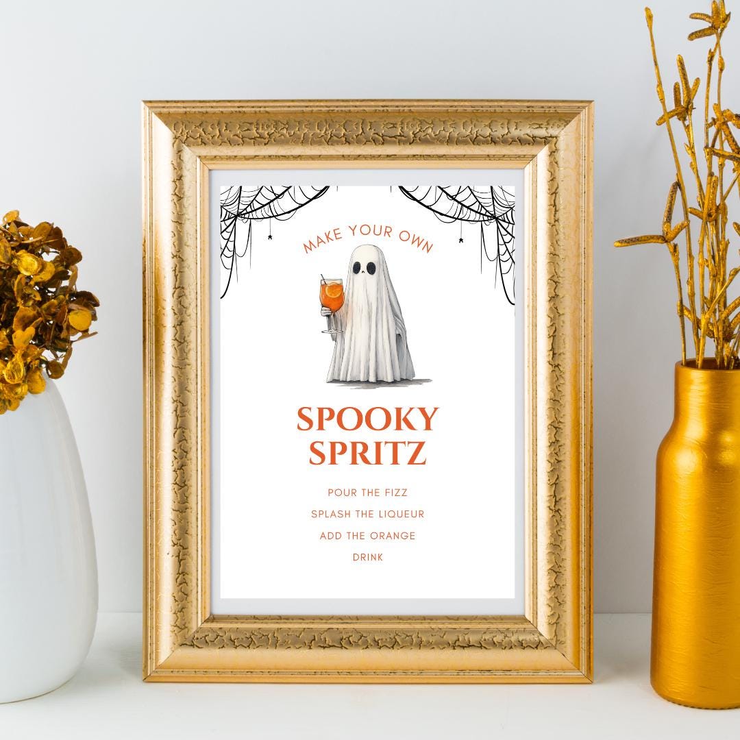 Spooky Spritz Halloween Party Sign, Halloween Bar Sign, Halloween ...