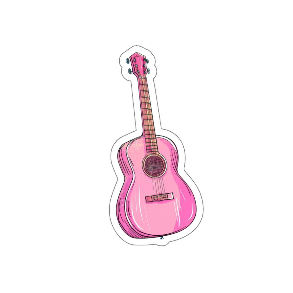 Pink Acoustic Guitar Sticker, Pink Eras Guitar Sticker, Pink Guitar ...