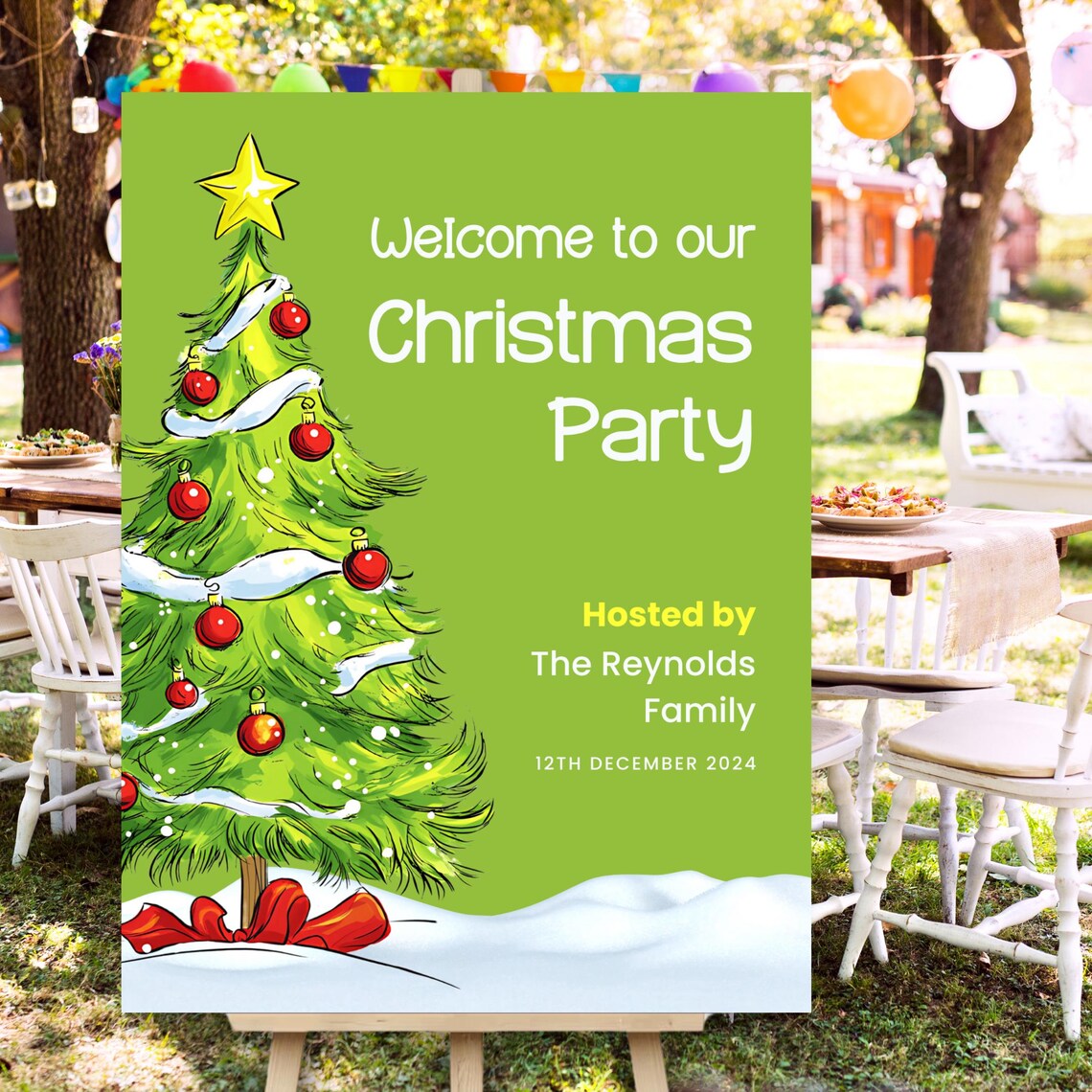 Green and Red Christmas Welcome Sign, Welcome Poster for Family ...
