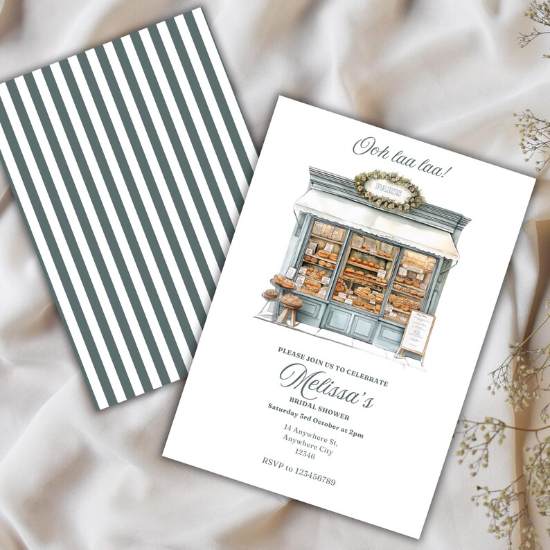 Printable French Patisserie Bridal Shower Invitation, Editable Paris ...