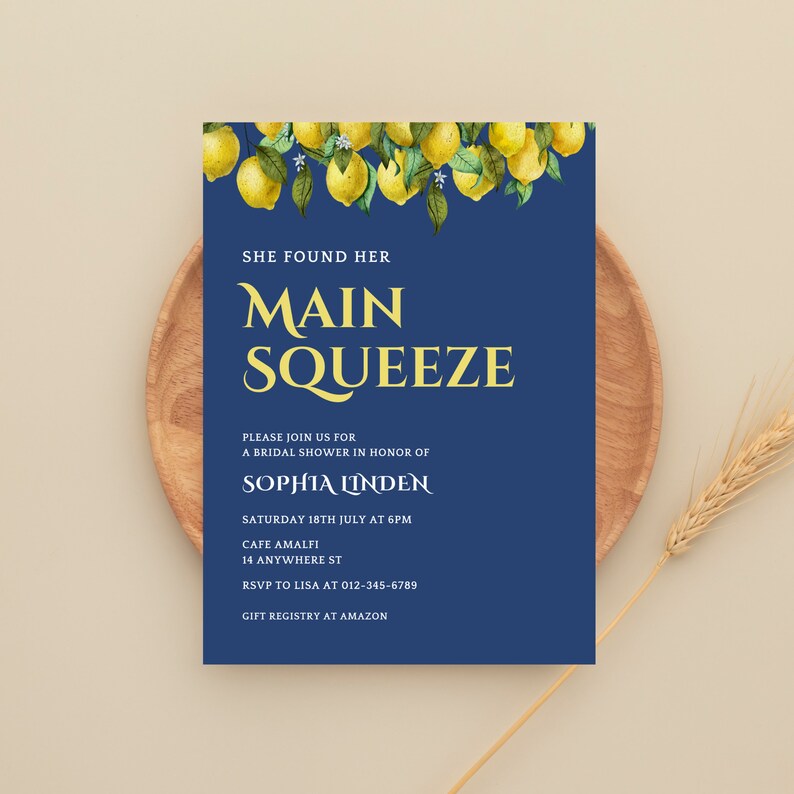 Minimal Lemon Invitation for Bridal Shower, Lemon Bridal Shower ...