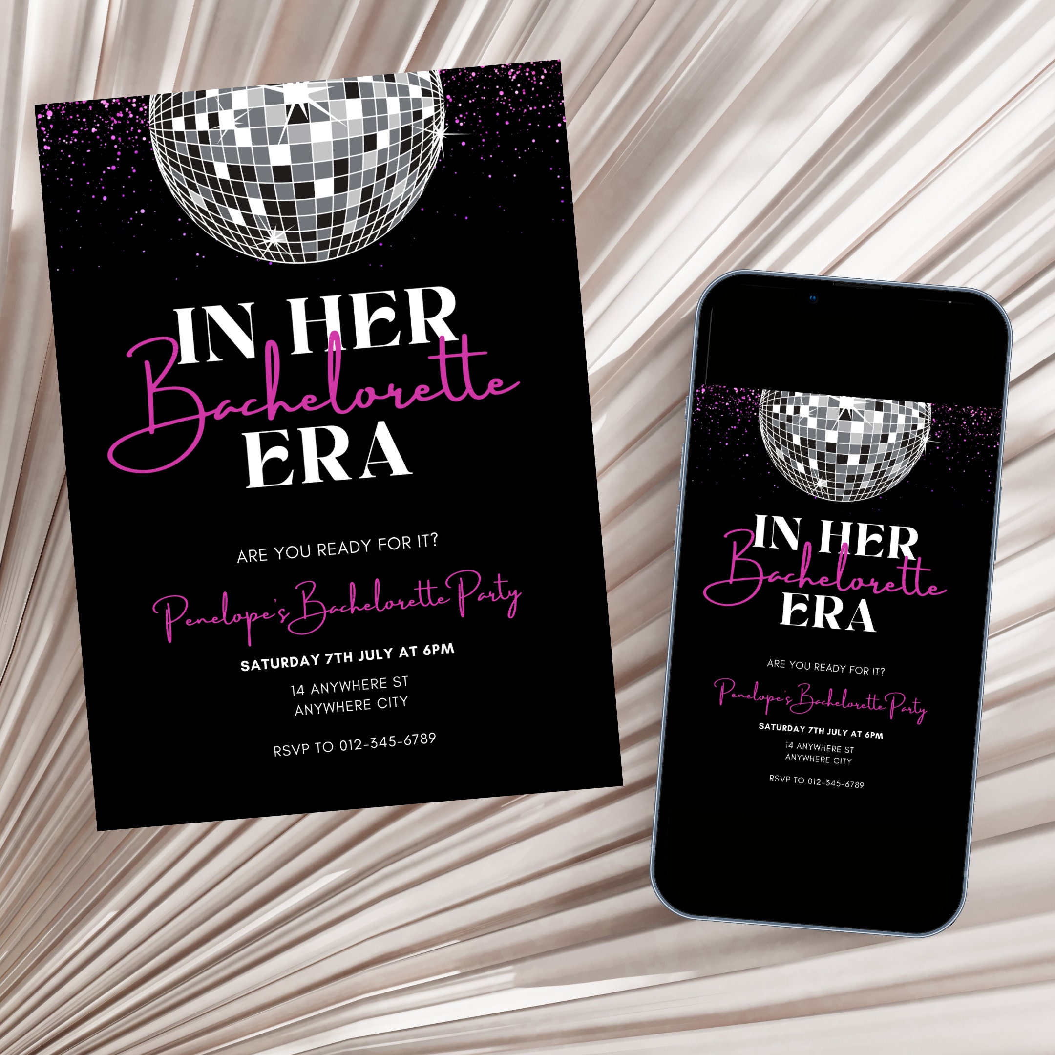 Editable Bachelorette Era Invitation, Disco Ball Bachelorette ...