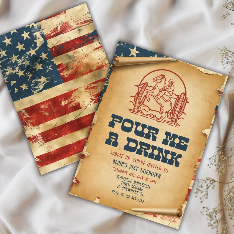 Country Western Birthday Invitation Template, Wild West Party, Pour Me ...