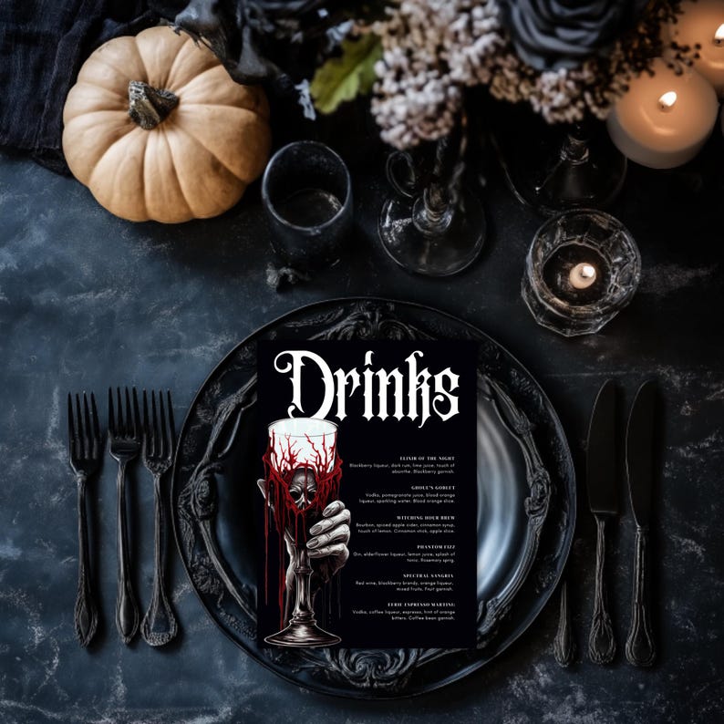 Halloween Bar Menu, Halloween Drinks Menu, Spooky Halloween Bar Menu ...