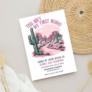 This Ain't My First Rodeo Birthday Invitation Template, Minimal Cowgirl ...