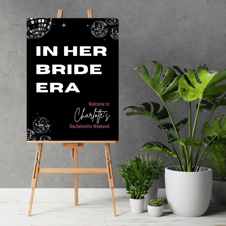 In Her Bride Era Welcome Sign, Eras Bachelorette Party Decor, Era Hen ...
