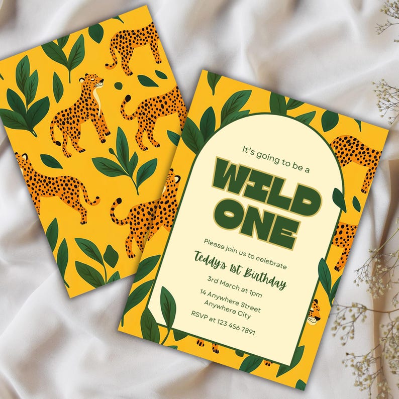 Modern Wild One Leopard Party Invitation | Unique Children's Animal ...