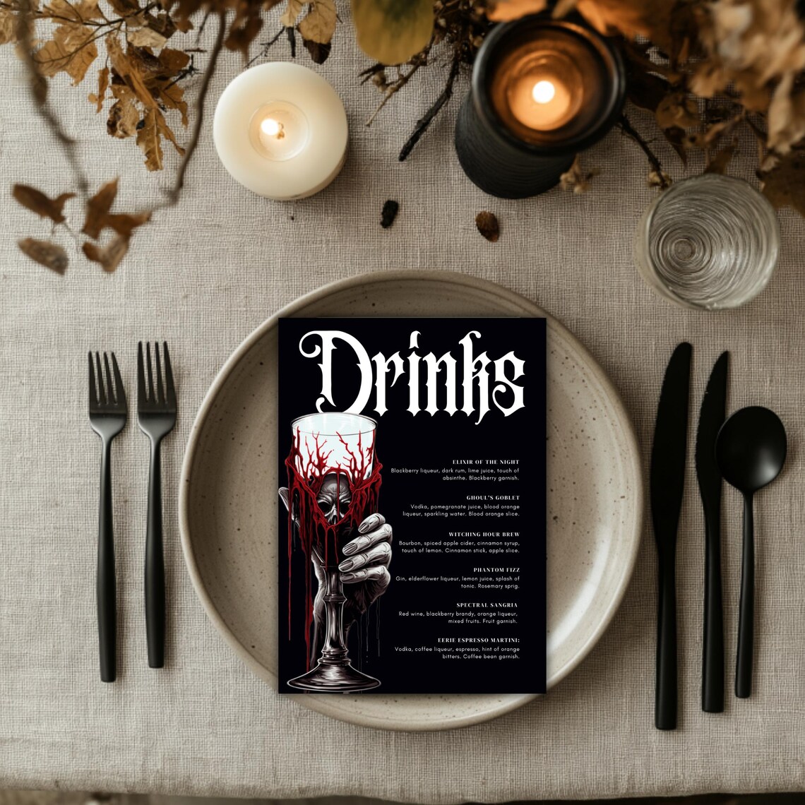 Halloween Bar Menu, Halloween Drinks Menu, Spooky Halloween Bar Menu ...