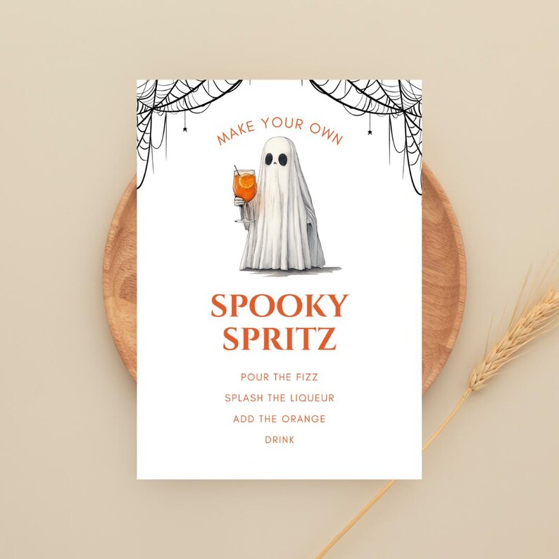 Spooky Spritz Halloween Party Sign, Halloween Bar Sign, Halloween ...