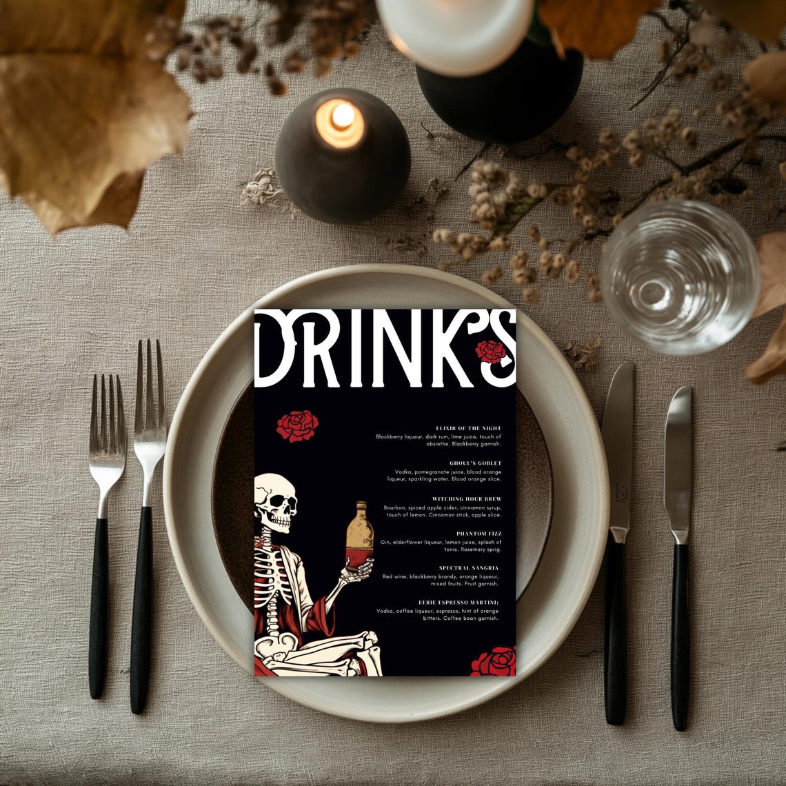 Printable Halloween Bar Menu, Halloween Cocktail Menu, Editable ...