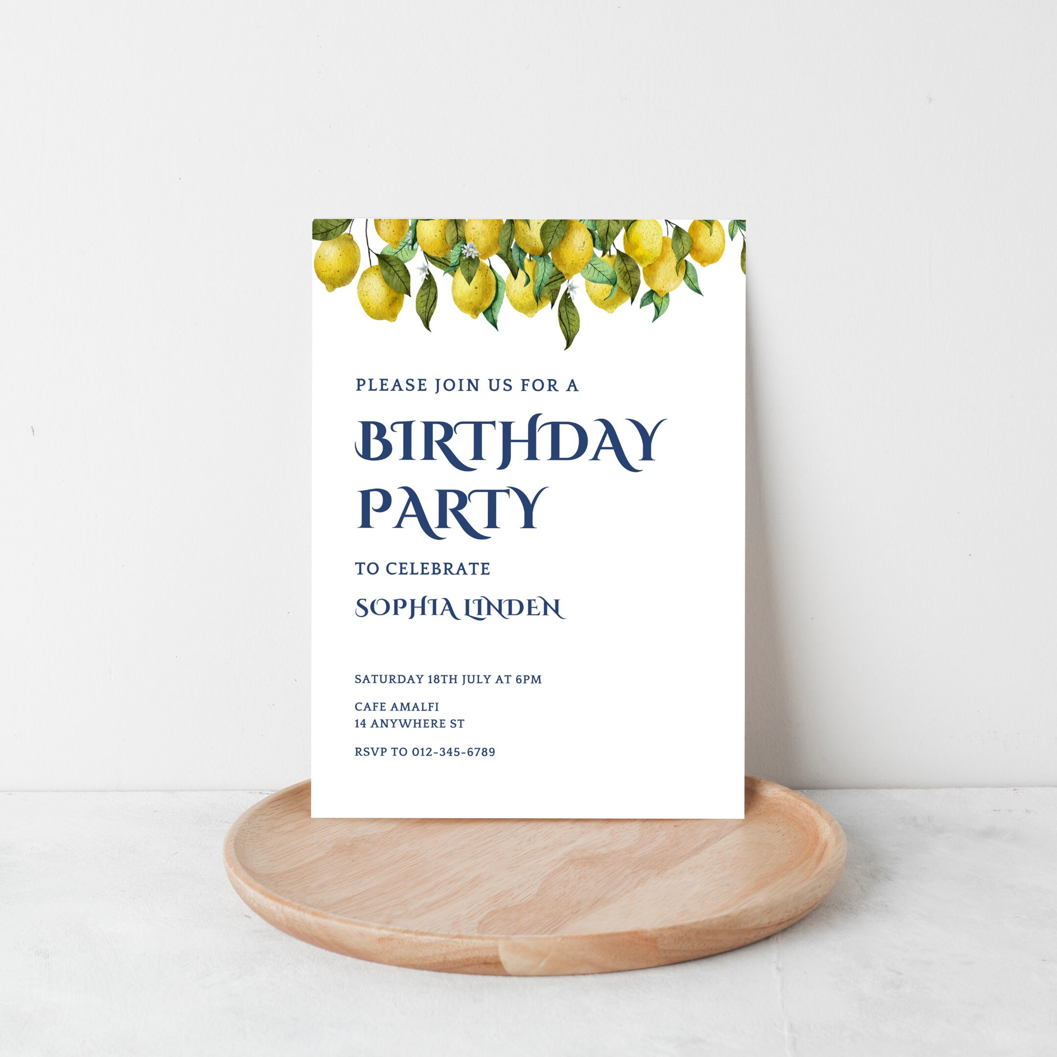 Minimal Lemon Invitation for Birthday Party, Lemon Birthday Invitation ...